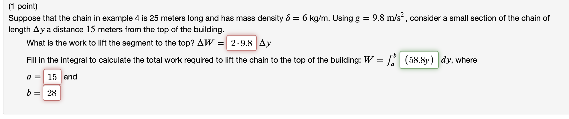 Solved Suppose that the chain in example 4 is 25 meters long | Chegg.com