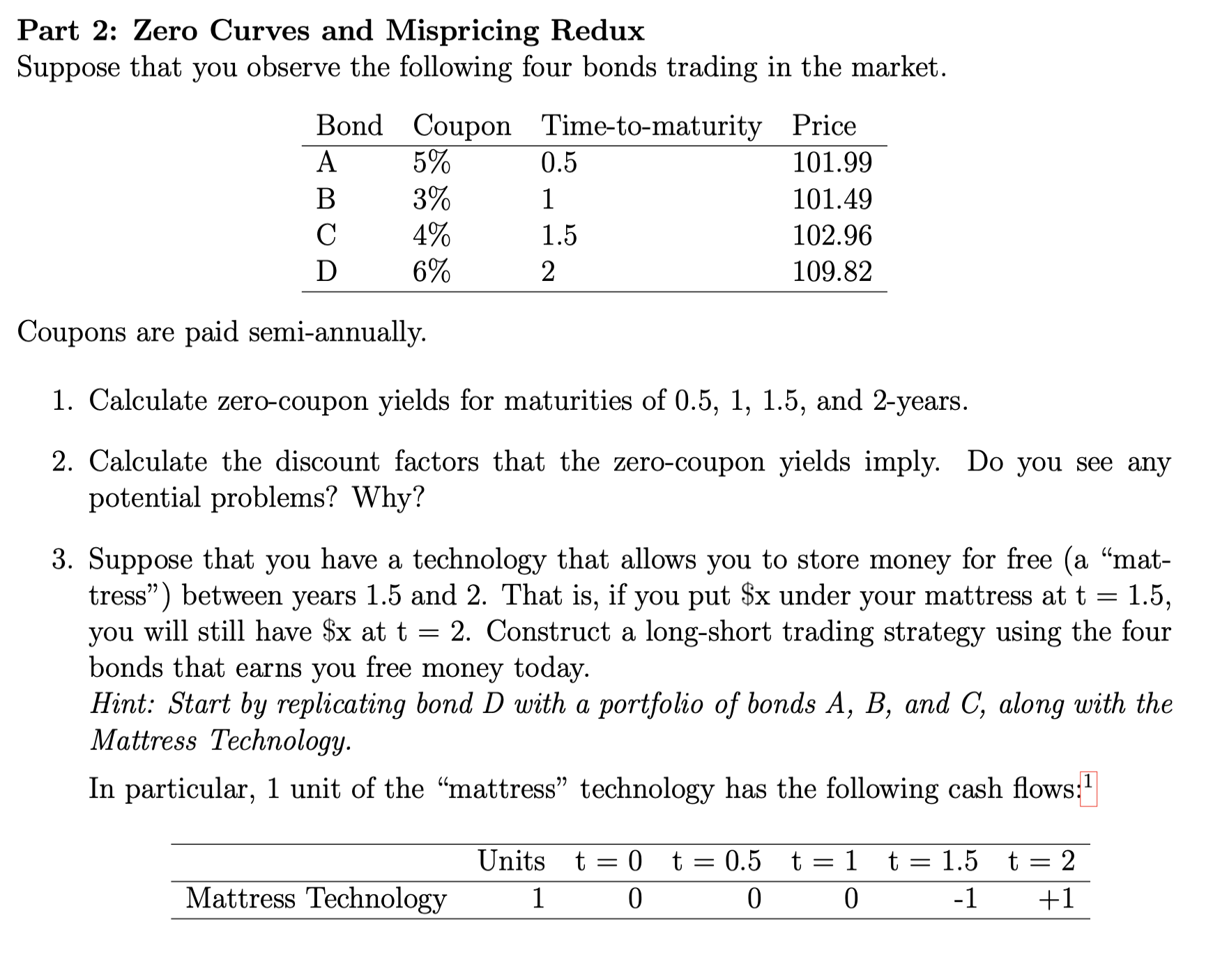 Solved Part 2: Zero Curves and Mispricing Redux Suppose that | Chegg.com