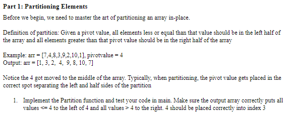 Solved Part 1: Partitioning Elements Before we begin, we | Chegg.com