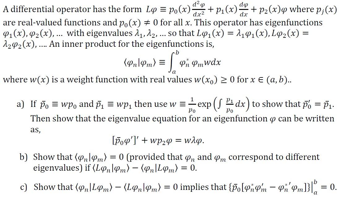 Solved d2 do dx A differential operator has the form Lø = | Chegg.com