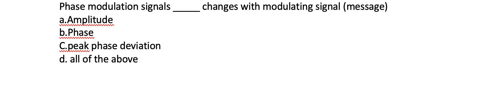 Solved Phase modulation signals changes with modulating | Chegg.com
