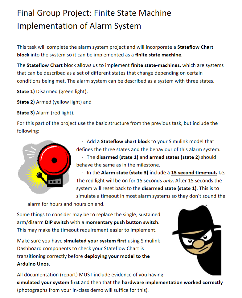 Solved Implementation of Alarm System This task will | Chegg.com