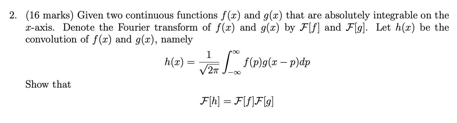 Solved 2 16 Marks Given Two Continuous Functions Fx And 6003