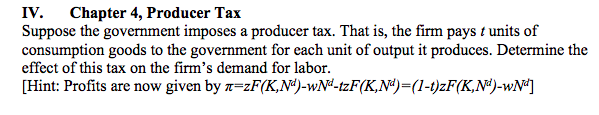 Solved IV. Chapter 4, Producer Tax Suppose the government | Chegg.com
