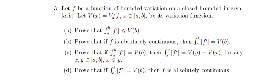 Solved Let F be A Function Of Bounded Variation On A Closed