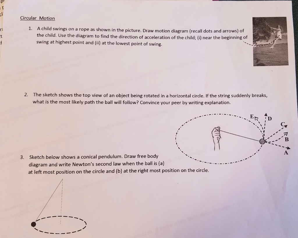 Solved Circular Motion A child swings on a rope as shown in | Chegg.com