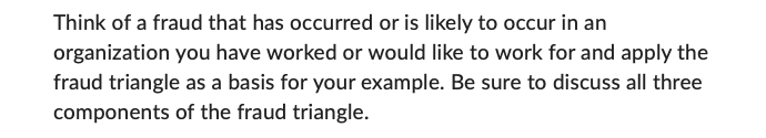 Solved Think of a fraud that has occurred or is likely to | Chegg.com