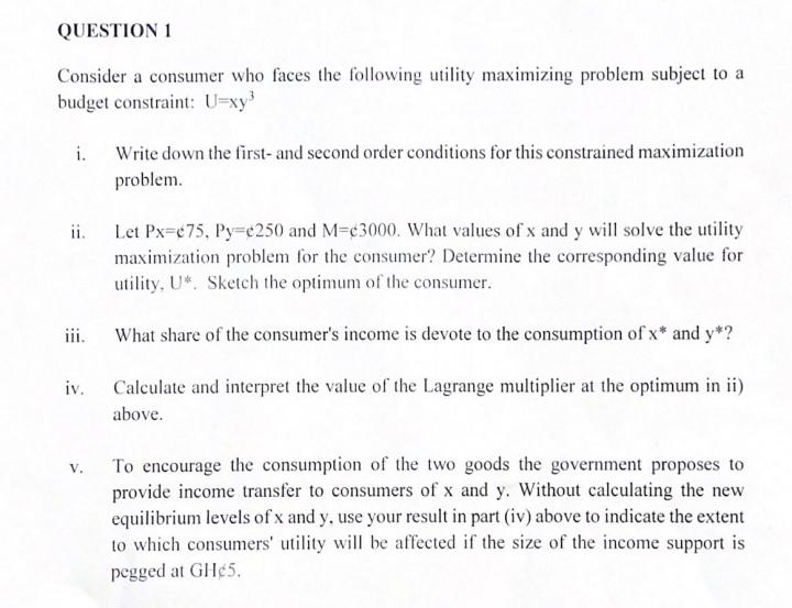 Solved QUESTION 1 Consider a consumer who faces the | Chegg.com