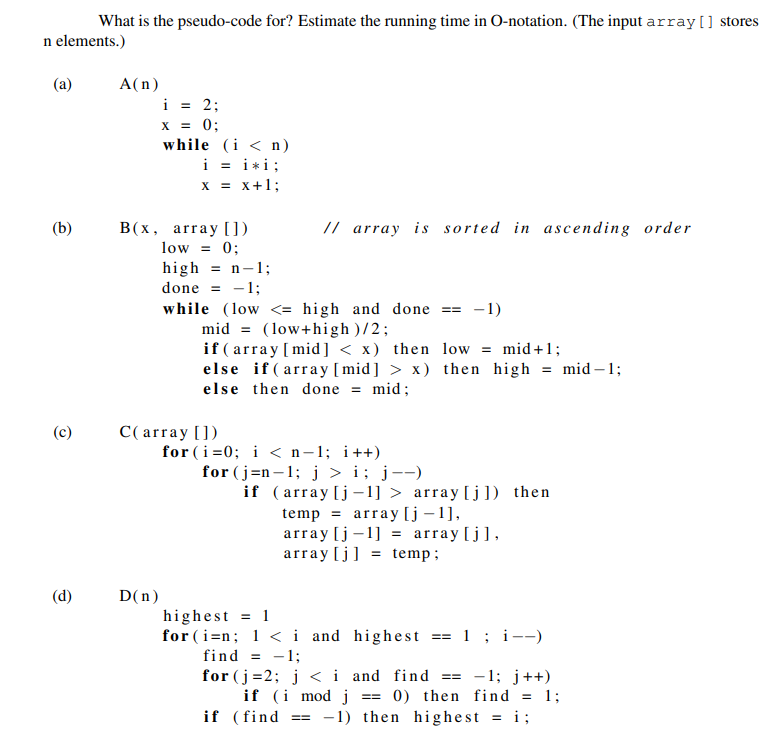 Solved What Is The Pseudo Code For Estimate The Running 