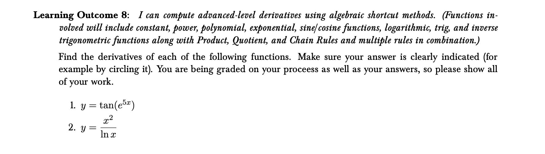 Solved Learning Outcome 8: I can compute advanced-level | Chegg.com