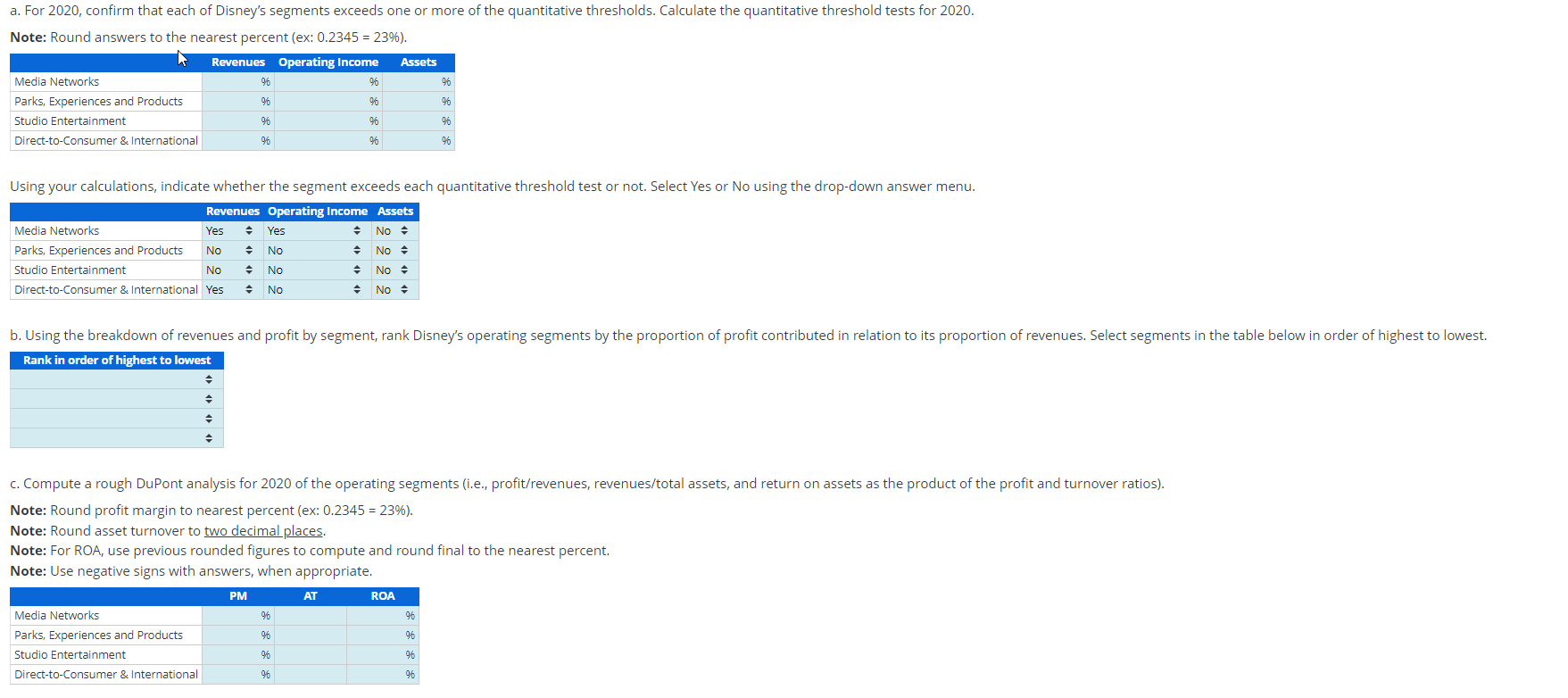 Analysis of segment disclosure footnote The Walt | Chegg.com