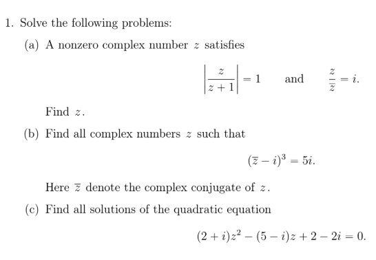 Solved 1. Solve the following problems: (a) A nonzero | Chegg.com