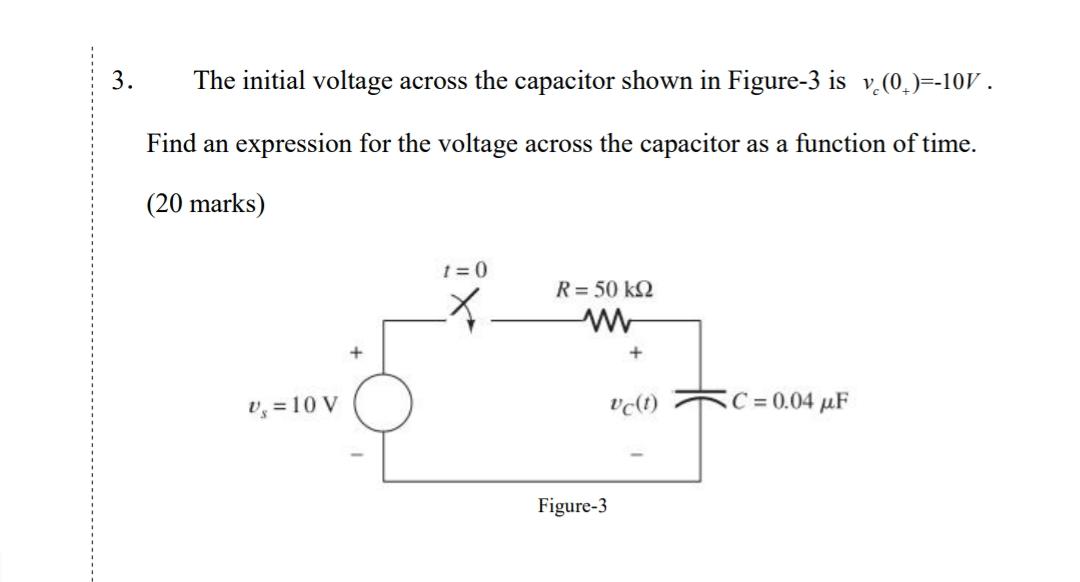 Solved 3. The initial voltage across the capacitor shown in | Chegg.com