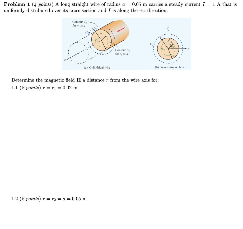 Solved Problem 1 (4 points) A long straight wire of radius | Chegg.com