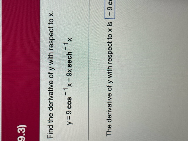 Solved Find the derivative of y with respect to x. | Chegg.com