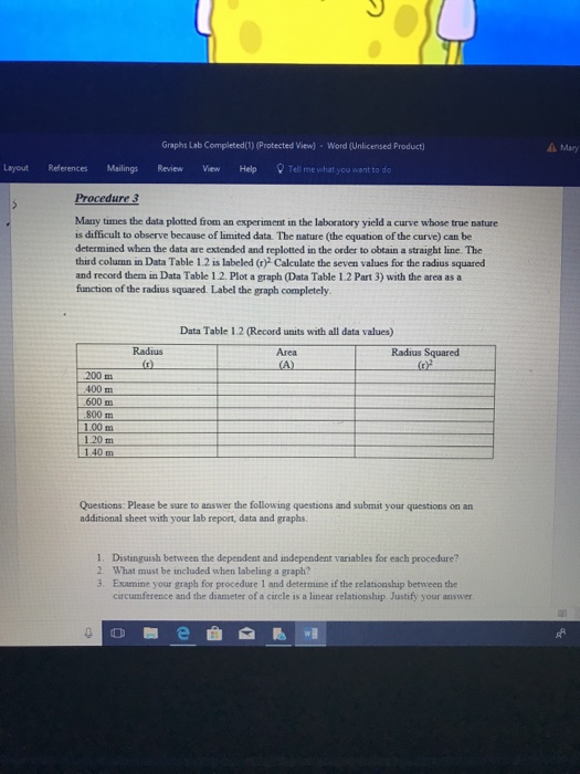 Solved Graphs Lab Completedc) (Protected View) Word | Chegg.com