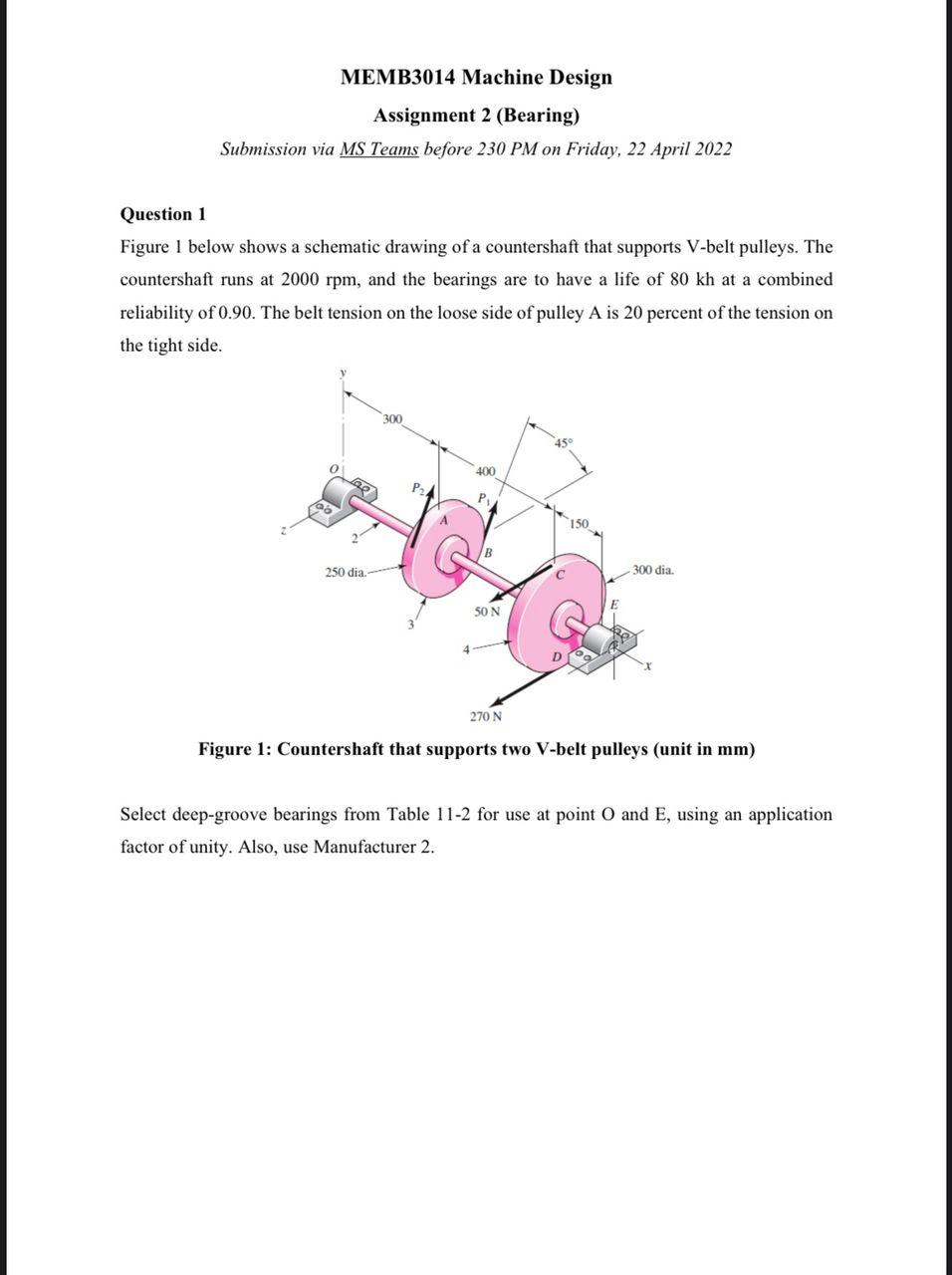 Solved MEMB3014 Machine Design Assignment 2 (Bearing) | Chegg.com