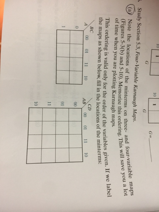 Solved 10 1 G= Study Section 5.3, Four-Variable Karnaugh | Chegg.com