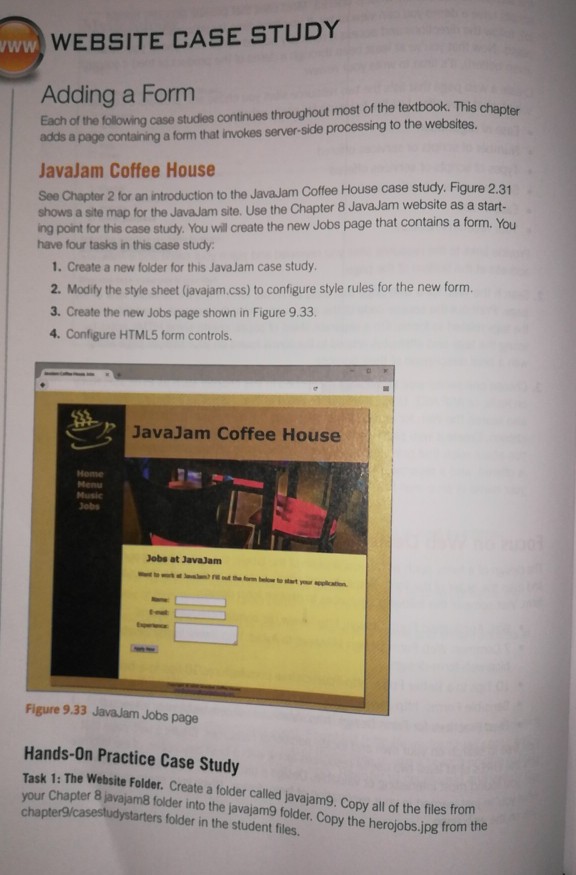 Solved WEBSITE CASE STUDY Adding a Form Each of the | Chegg.com