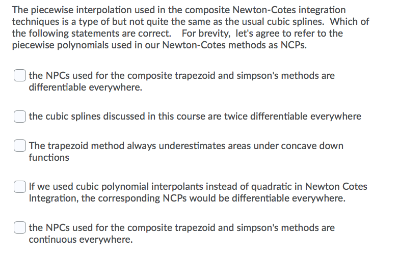 Solved The piecewise interpolation used in the composite | Chegg.com