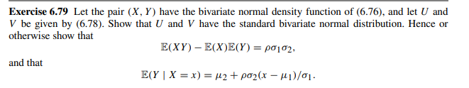 Solved Exercise 6.79 Let the pair (X,Y) have the bivariate | Chegg.com