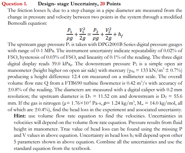 + Question 1. Design-stage Uncertainty, 20 Points The | Chegg.com