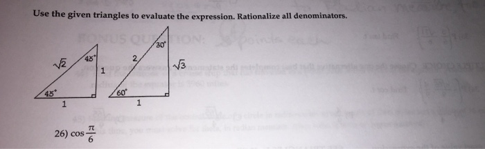 Solved Use the given triangles to evaluate the expression. | Chegg.com