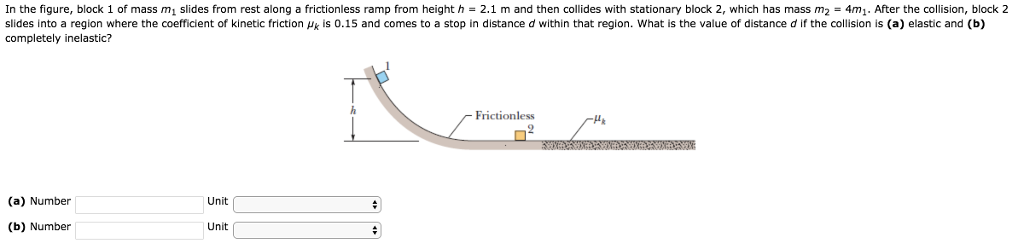 Solved In the figure, block 1 of mass m1 slides from rest | Chegg.com