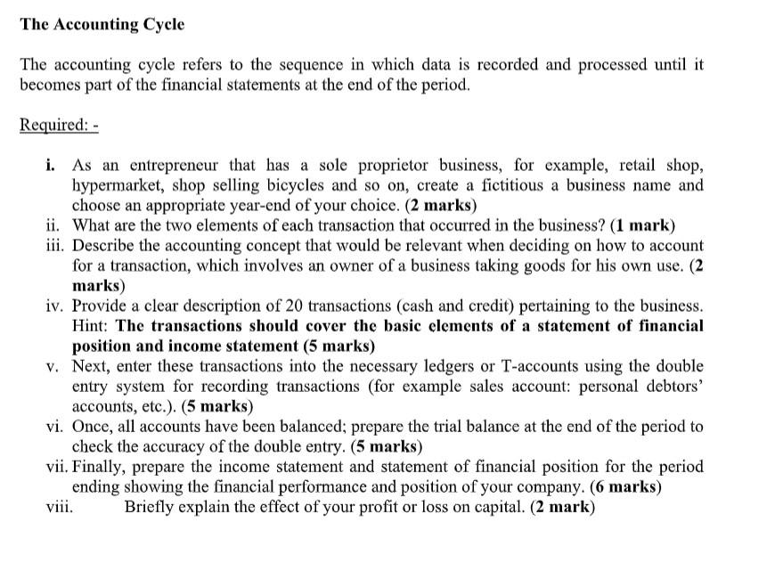Solved The Accounting Cycle The accounting cycle refers to | Chegg.com