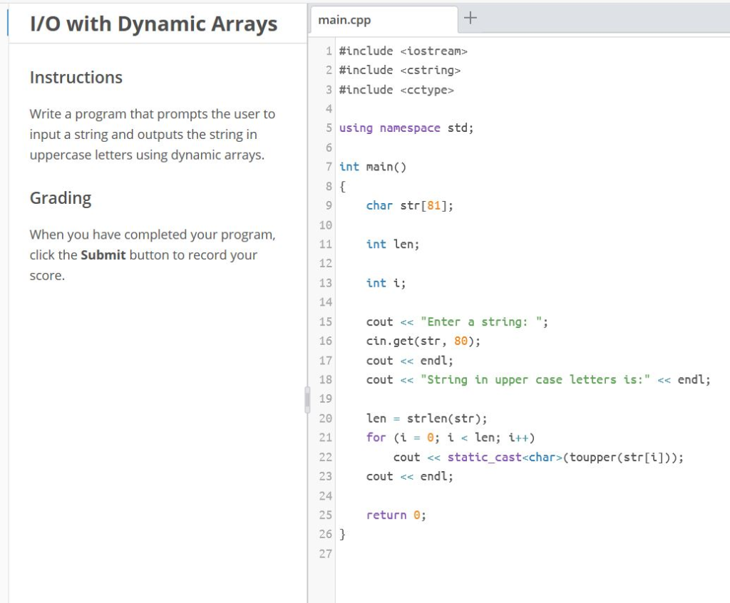 Solved I/O with Dynamic Arraysmain.cpp 1 #include | Chegg.com