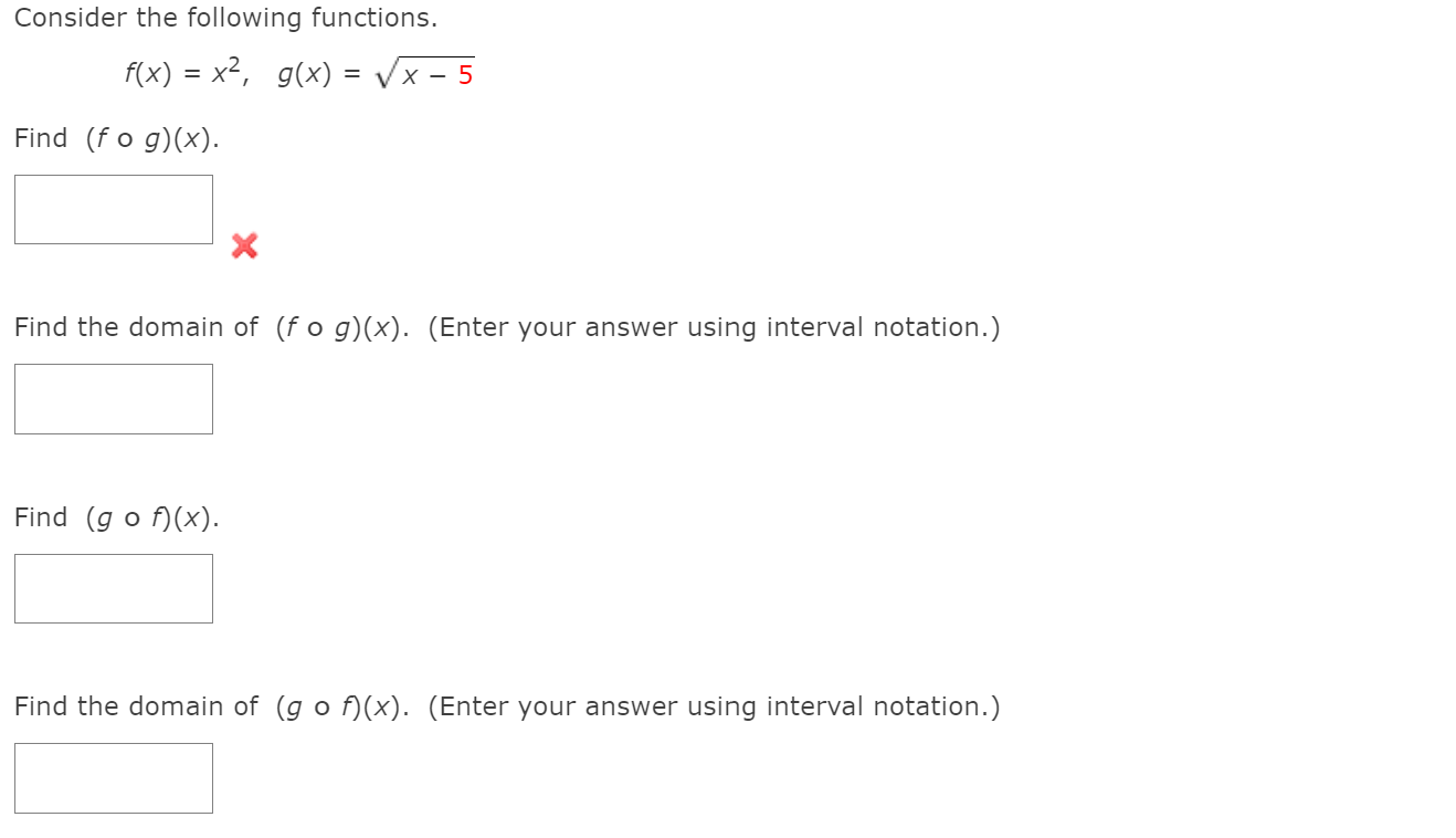 Solved Consider the following functions. f(x) = x2, g(x) = x | Chegg.com