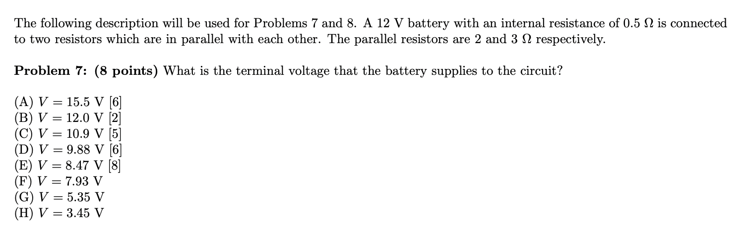 Solved The following description will be used for Problems 7 | Chegg.com
