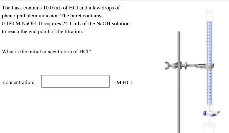 Solved The flask contains 10.0 mL of HCl and a few drops | Chegg.com