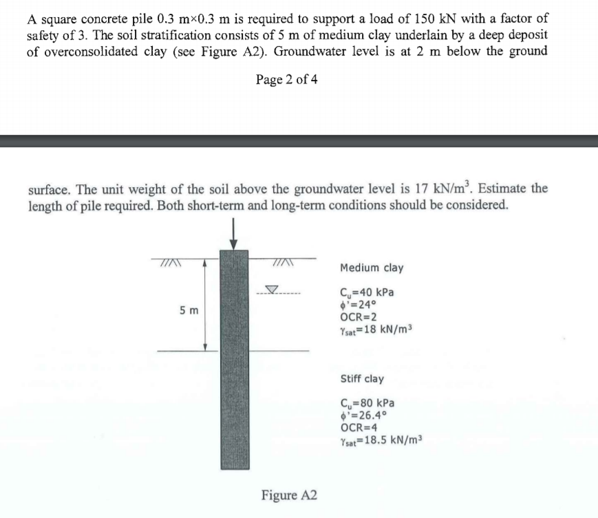Solved A square concrete pile 0.3 mx0.3 m is required to | Chegg.com