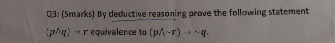 Solved Q3: (5marks) By deductive reasoning prove the | Chegg.com