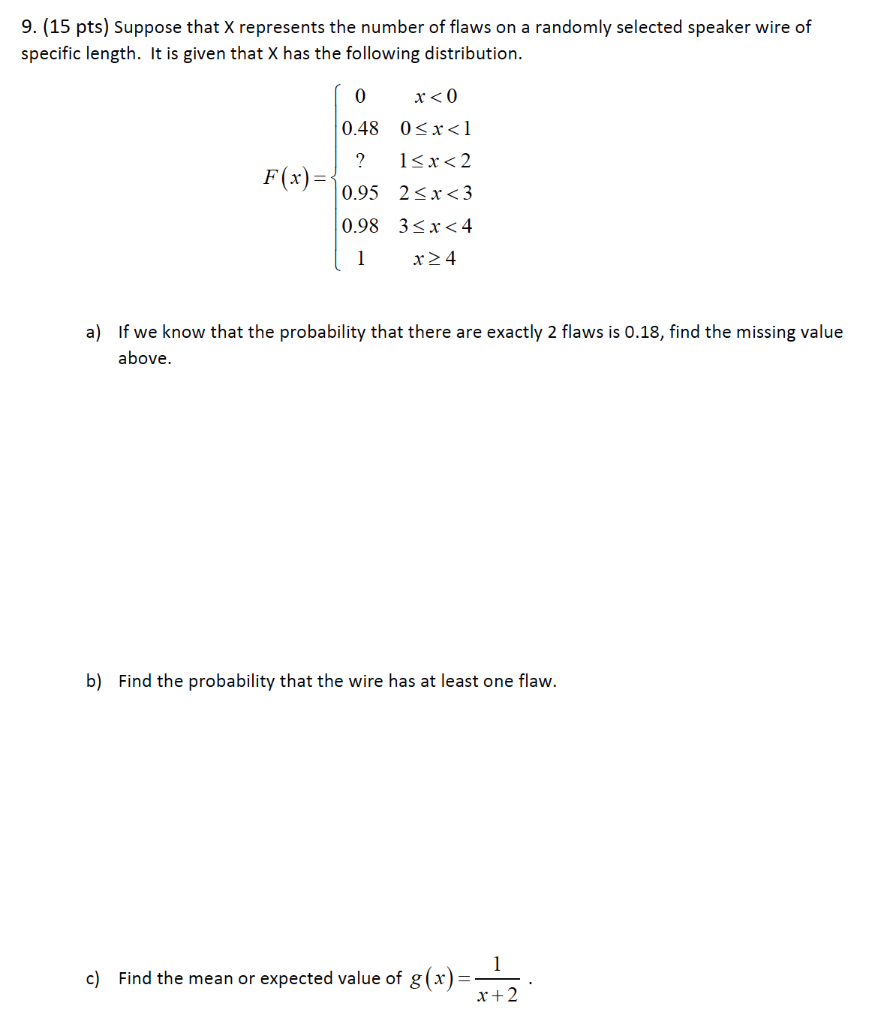 Solved 9. (15 pts) Suppose that X represents the number of | Chegg.com