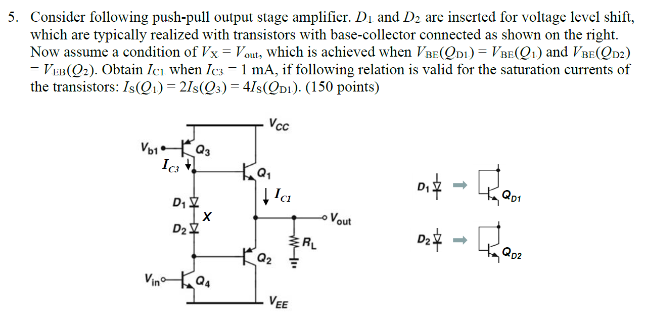 Solved 5. Consider following push-pull output stage | Chegg.com