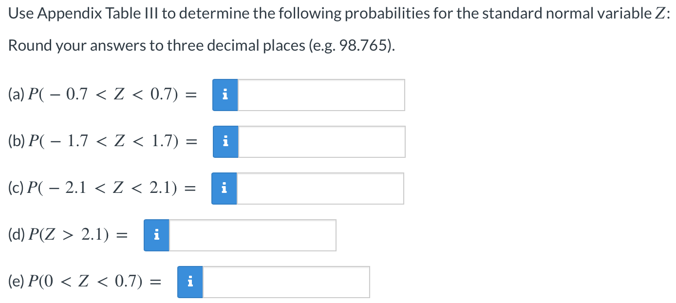 Solved Use Appendix Table III to determine the following | Chegg.com