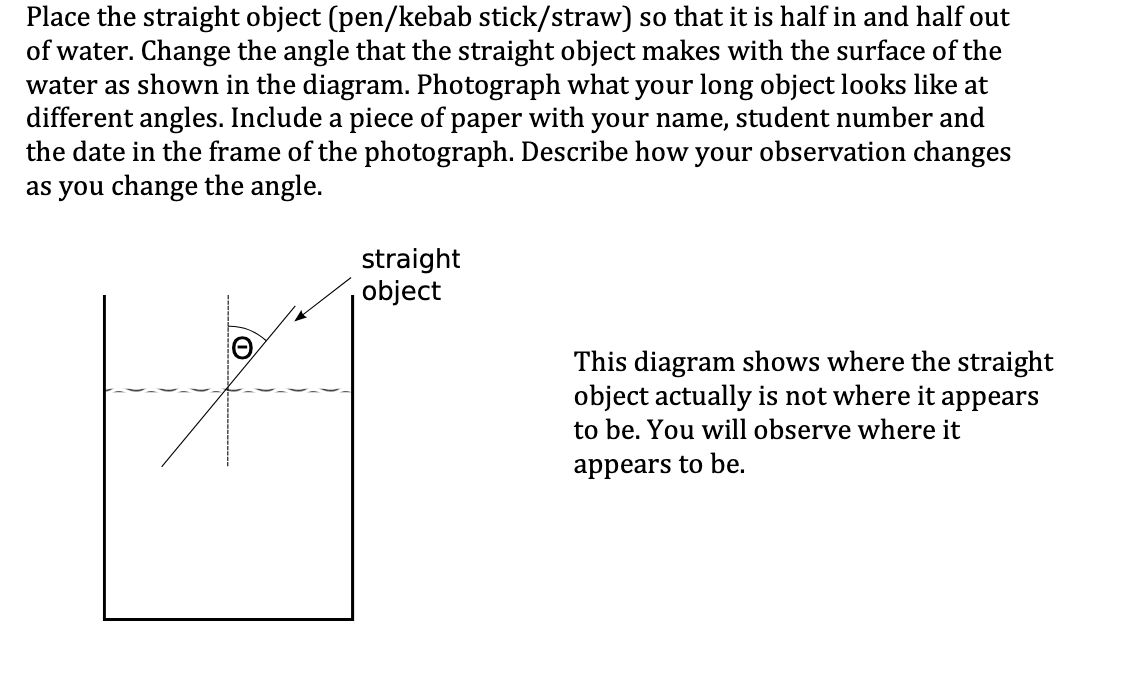 Solved Place the straight object (pen/kebab stick/straw) so | Chegg.com