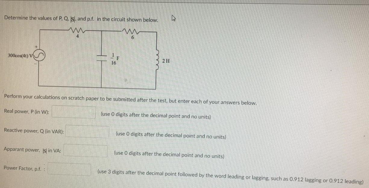 Solved Determine the values of P, Q, s, and p.f. in the | Chegg.com