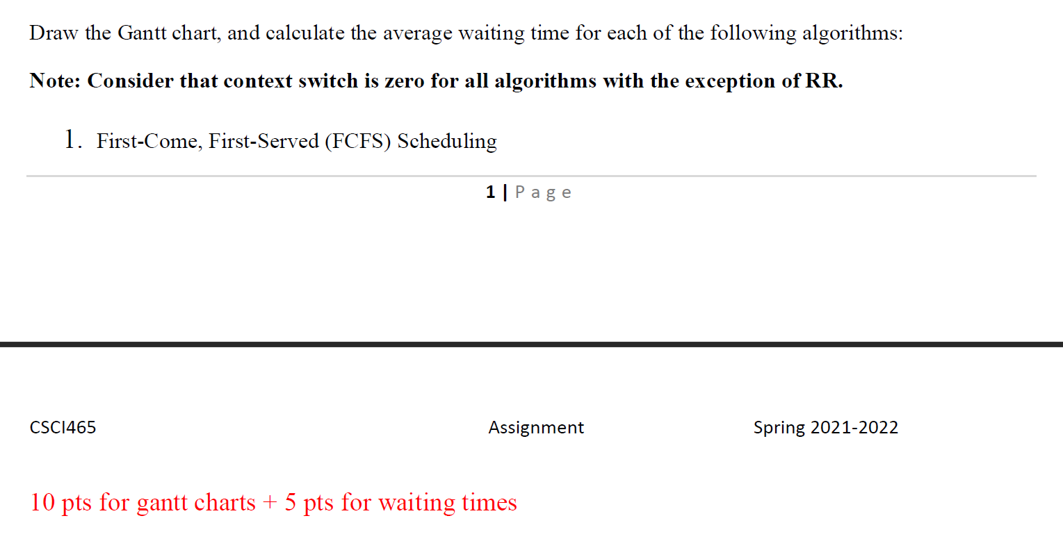 Solved Problem 2 [80 points]: Process Scheduling Given the | Chegg.com