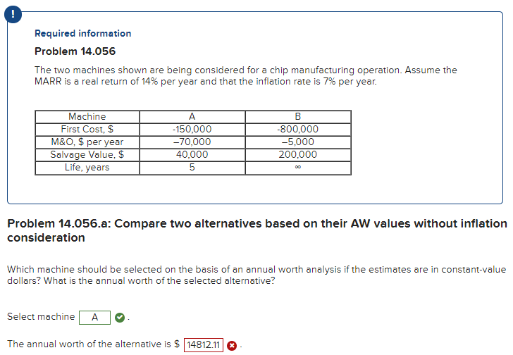 Solved Required information Problem 14.056 The two machines | Chegg.com