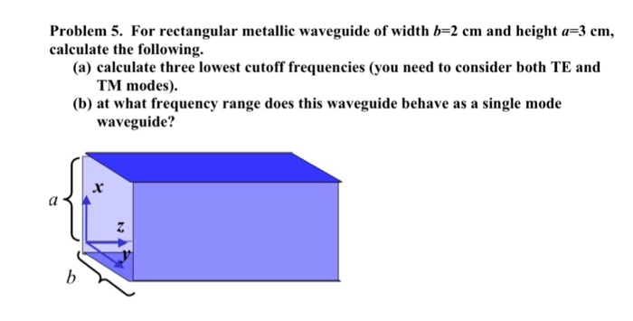 Solved Problem 5. For rectangular metallic waveguide of | Chegg.com