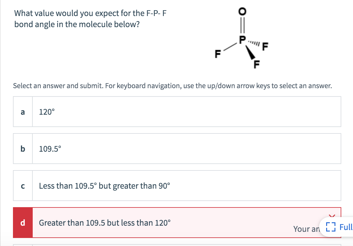 Solved What value would you expect for the F-P- F bond angle | Chegg.com