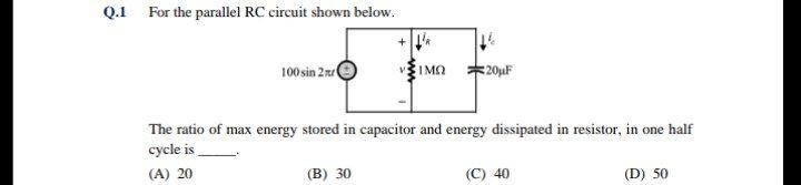 Solved Q.1 For the parallel RC circuit shown below. + 1" 100 | Chegg.com