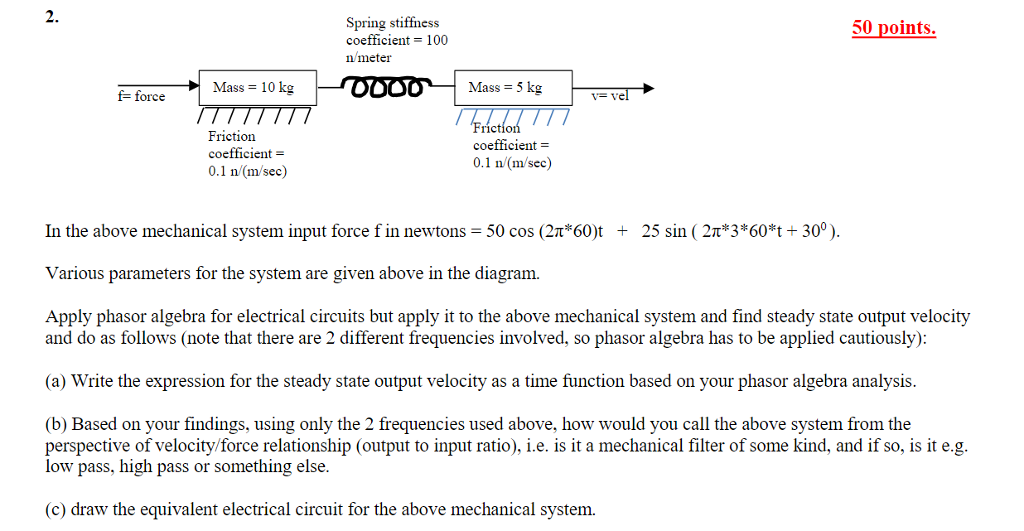 Solved Spring stiffness coefficient= 100 nmeter 50 points. | Chegg.com
