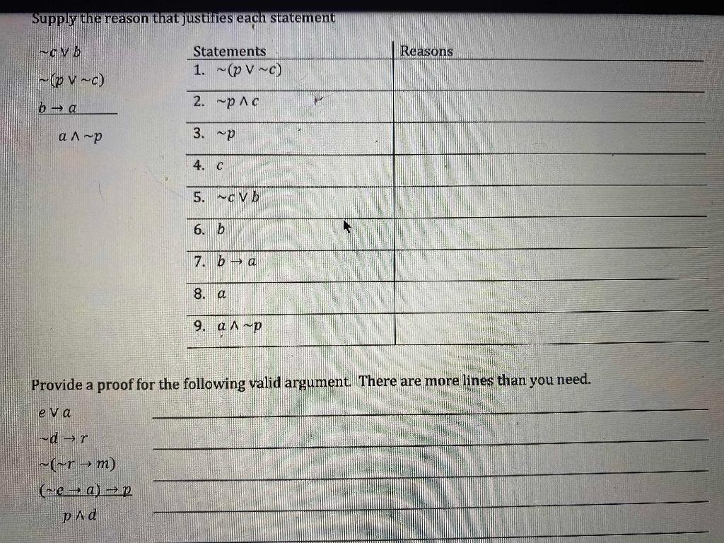 Solved Supply the reason that justifies each statement CVb | Chegg.com