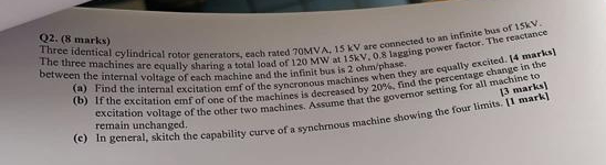 Solved Three identical cylindrical rotor generators, each | Chegg.com
