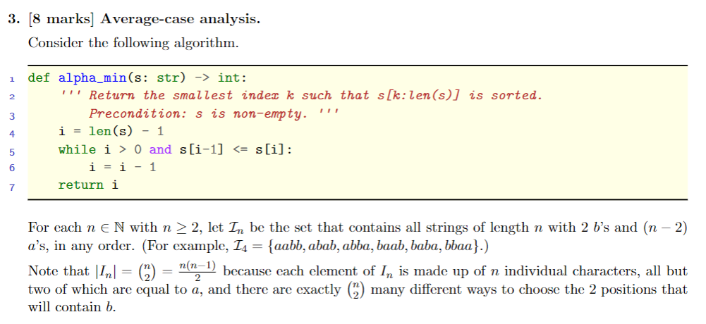 3. (8 marks) Average-case analysis. Consider the | Chegg.com