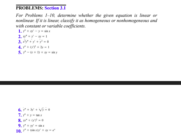 Solved PROBLEMS: Section 3.1 For Problems 1–10, determine | Chegg.com